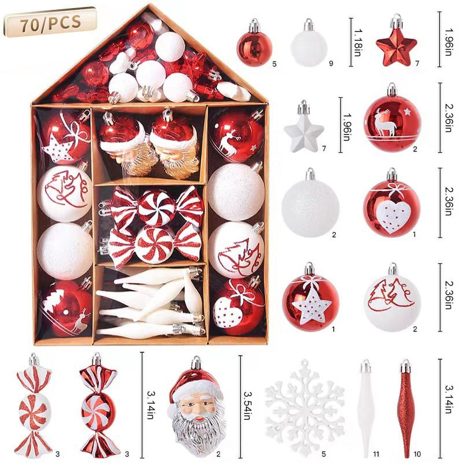 70 Pack Multicolor Christmas Ball Ornaments Set of Houses Painted ...