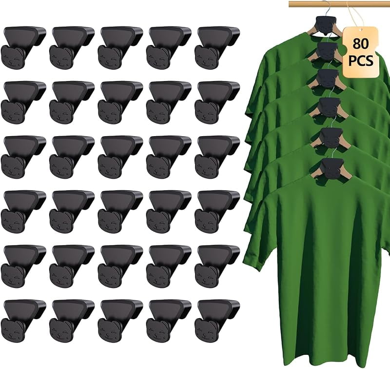 70 Pack Space Saving Hangers, Black Plastic Triangle Hangers, Hanger ...