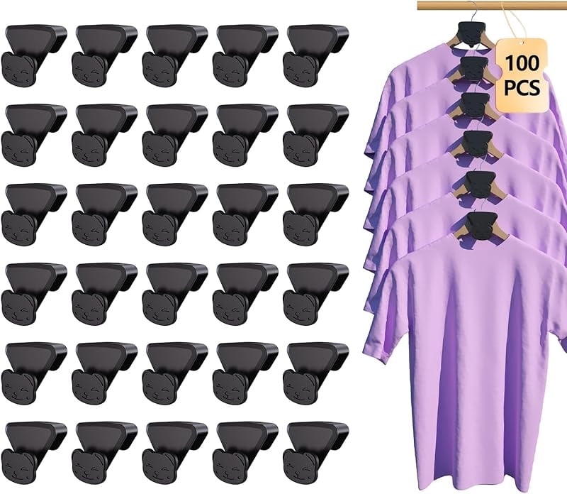 70 Pack Space Saving Hangers, Black Plastic Triangle Hangers, Hanger ...