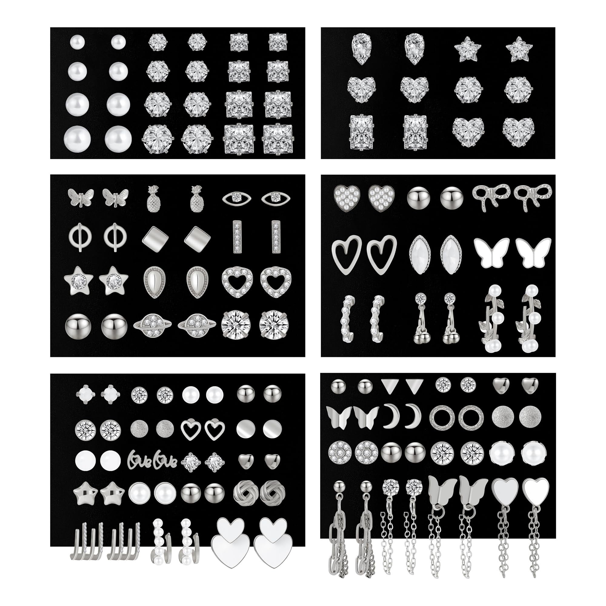 70 Pairs Gold Stud Earrings Set for Women Multipack, Trendy ...