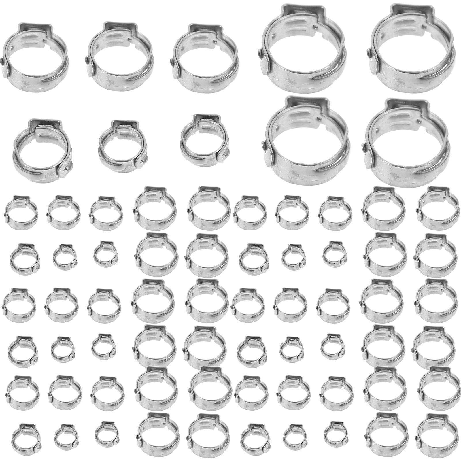 70pcs Clamp Kit with 304 Stainless Steel Crimp Rings and Tubing Cinch ...