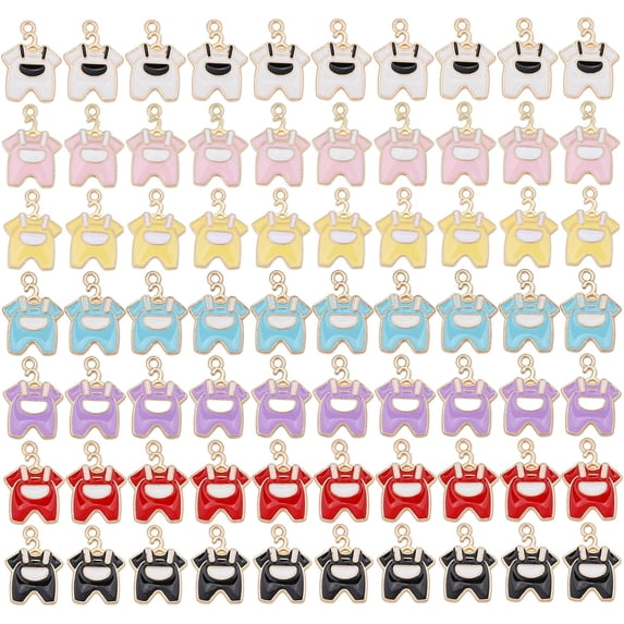 70 Pcs 7 Colors Enamel Charms for Jewelry Making Alloy Cloth Shaped ...