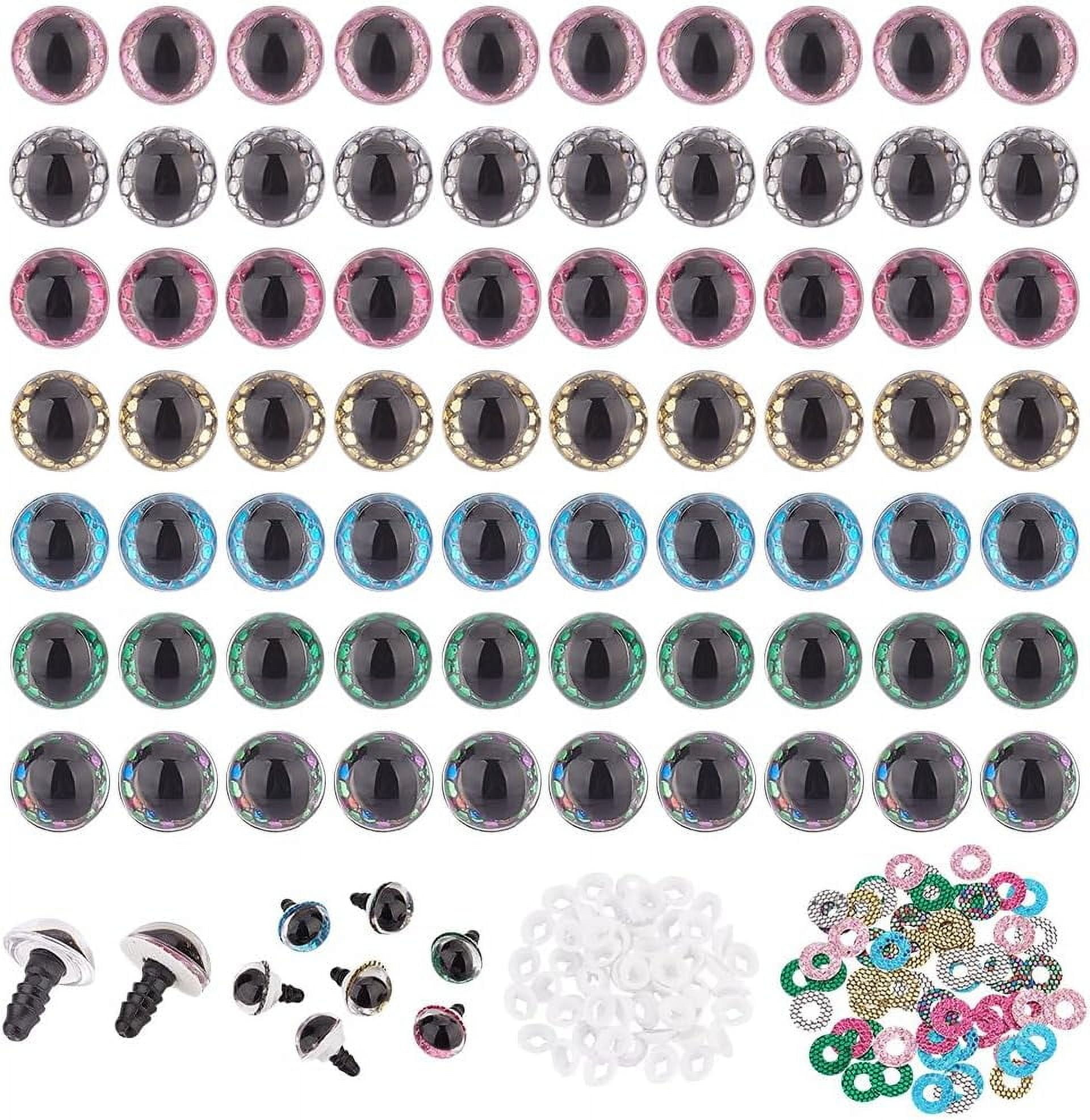 70 Pcs 7 Colors Plastic Craft Eyes with Spacers 16mm Half Round Cartoon ...