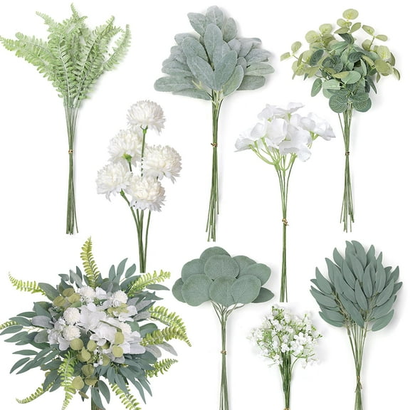 Artificial Greenery Stems Box Set, Faux Greenery Flowers Picks for DIY Bridal Bouquets Wedding ...