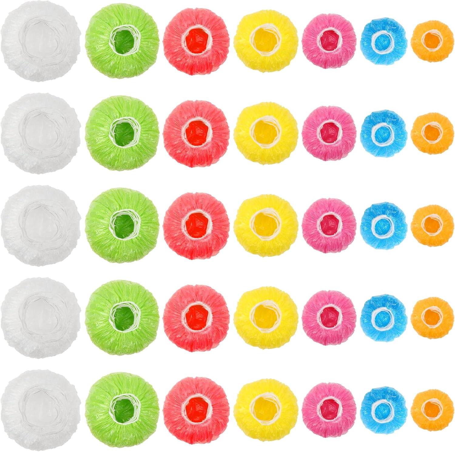 70 Pcs Bowl Covers, 5 Size Plastic Food Covers with Elastic, Colors ...