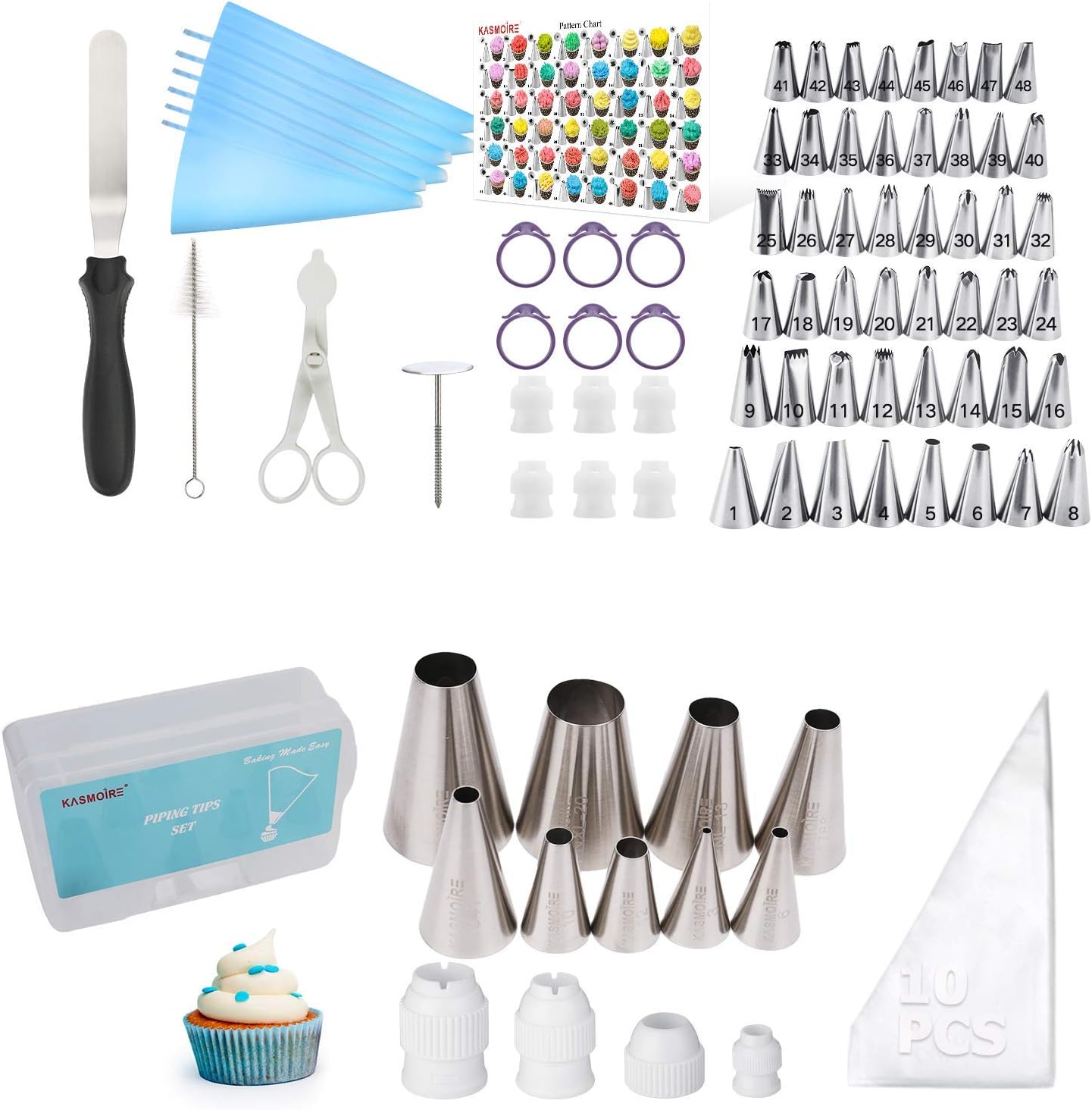 70 Pcs Cake Decorating Tools Kit & 22 Pcs Round Piping Tips Set (Combo ...