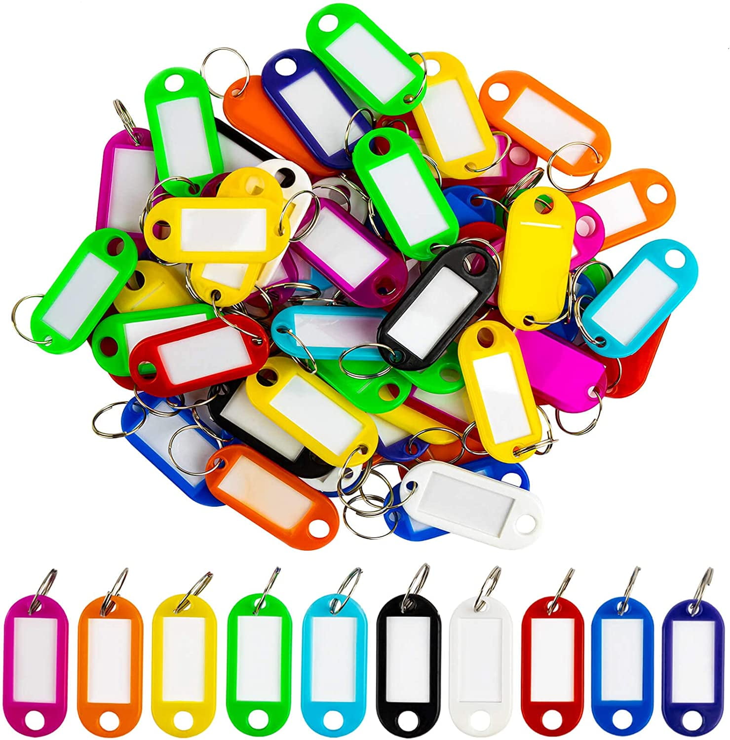 Trinyaa 70 Pcs Key Tags Plastic, 10 Colors, Writable Labels, 2.1x4.6cm ...