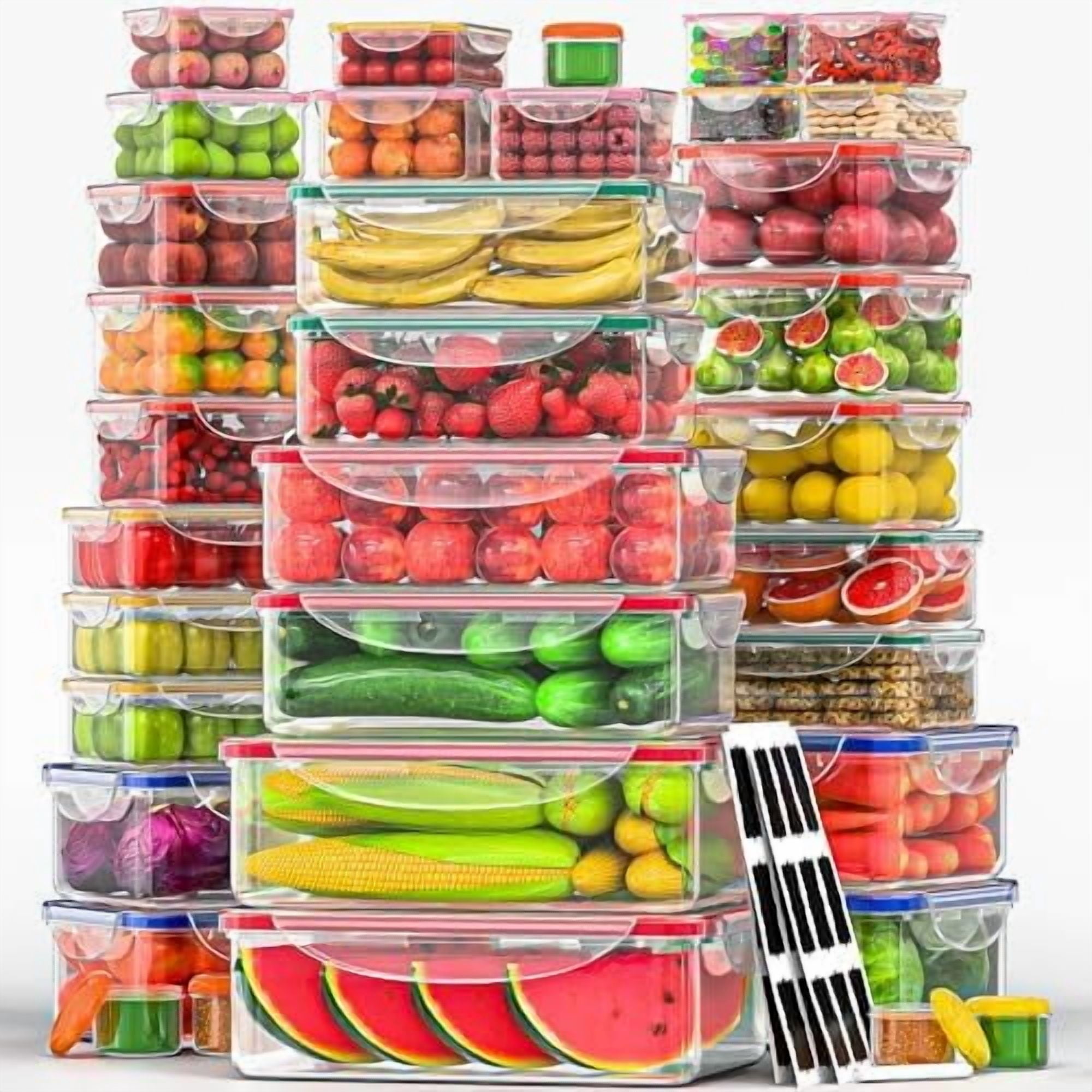 70 Pcs Large Food Storage Containers with Lids Airtight-2500ML to Small ...