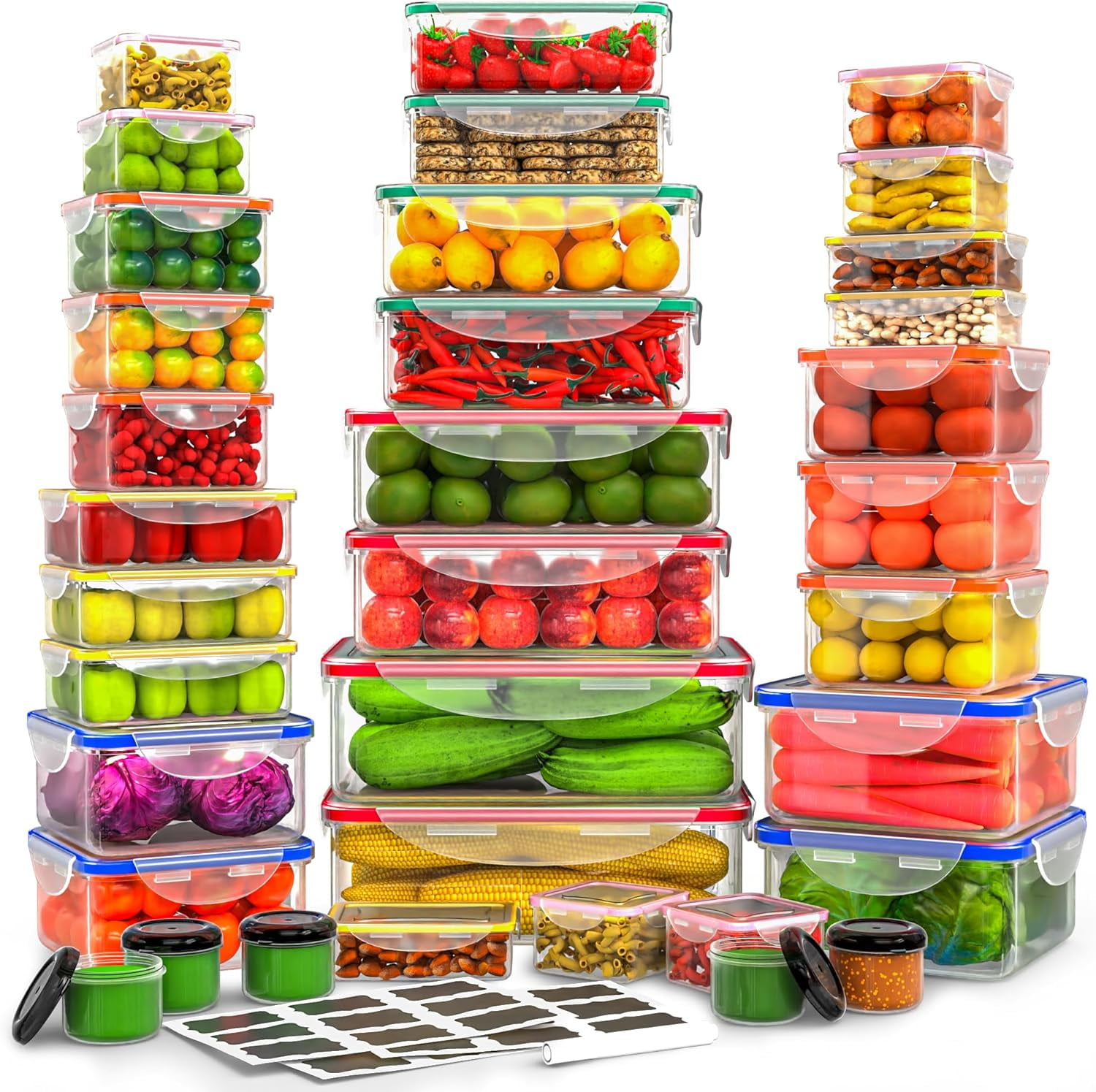 70 Pcs Large Food Storage Containers with Lids Airtight-85OZ-Small Box ...