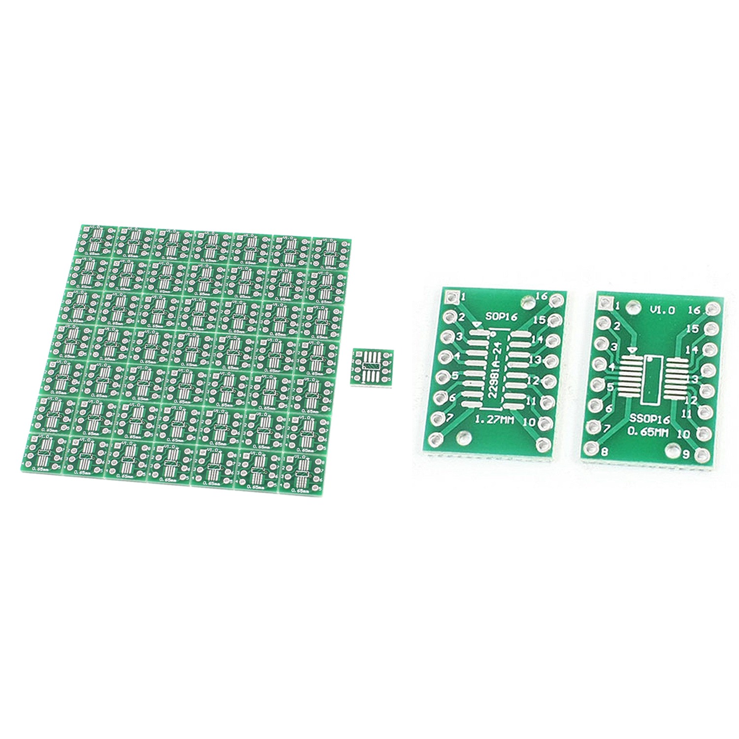 70 Pcs PCB Board:20 Pcs Sop16 Ssop16 Tssop16 To Dip16 0.65/1.27Mm Ic ...