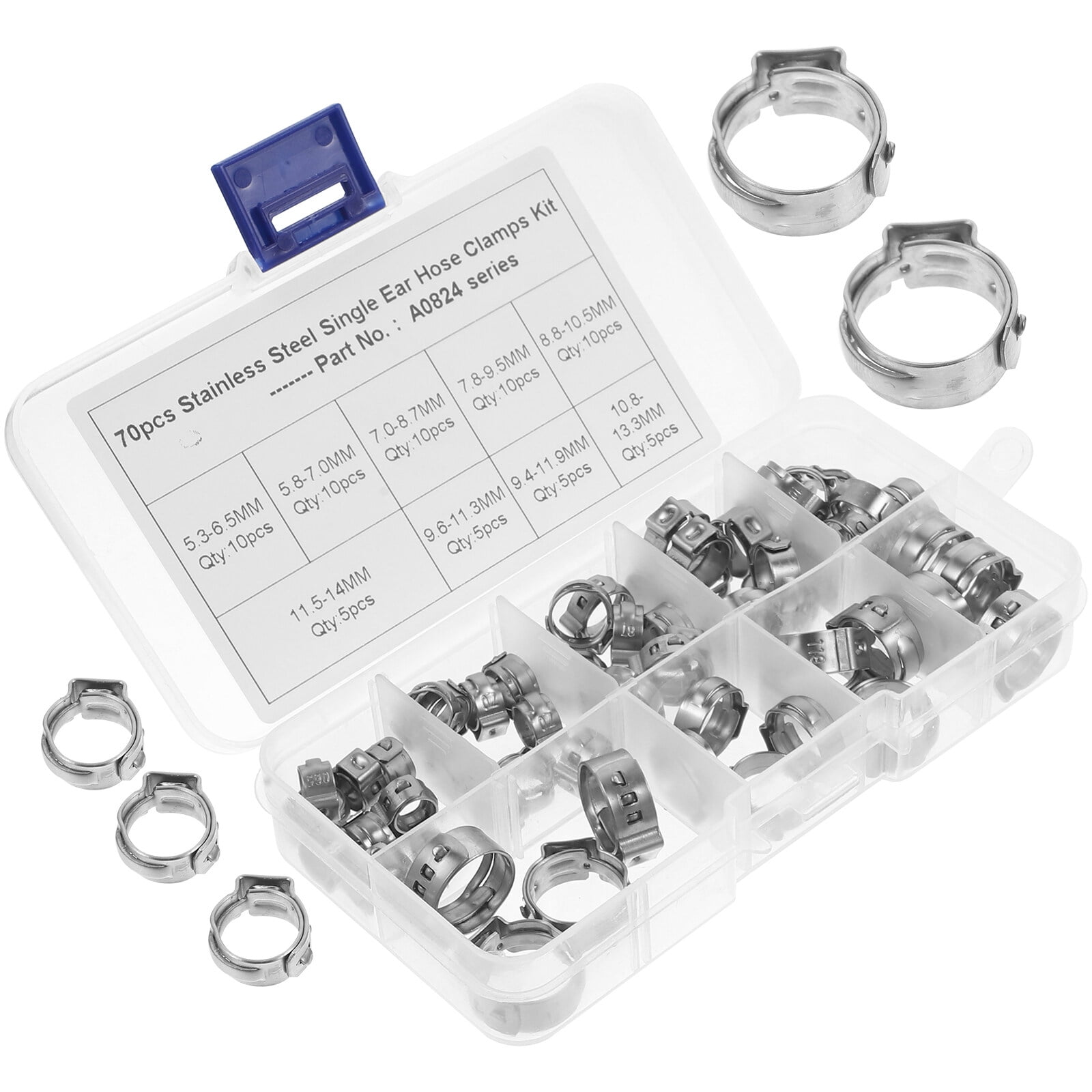 70 Pcs Pipe Clamping Ring Pex Crimp Tool Stainless Hose Clamps Wire ...