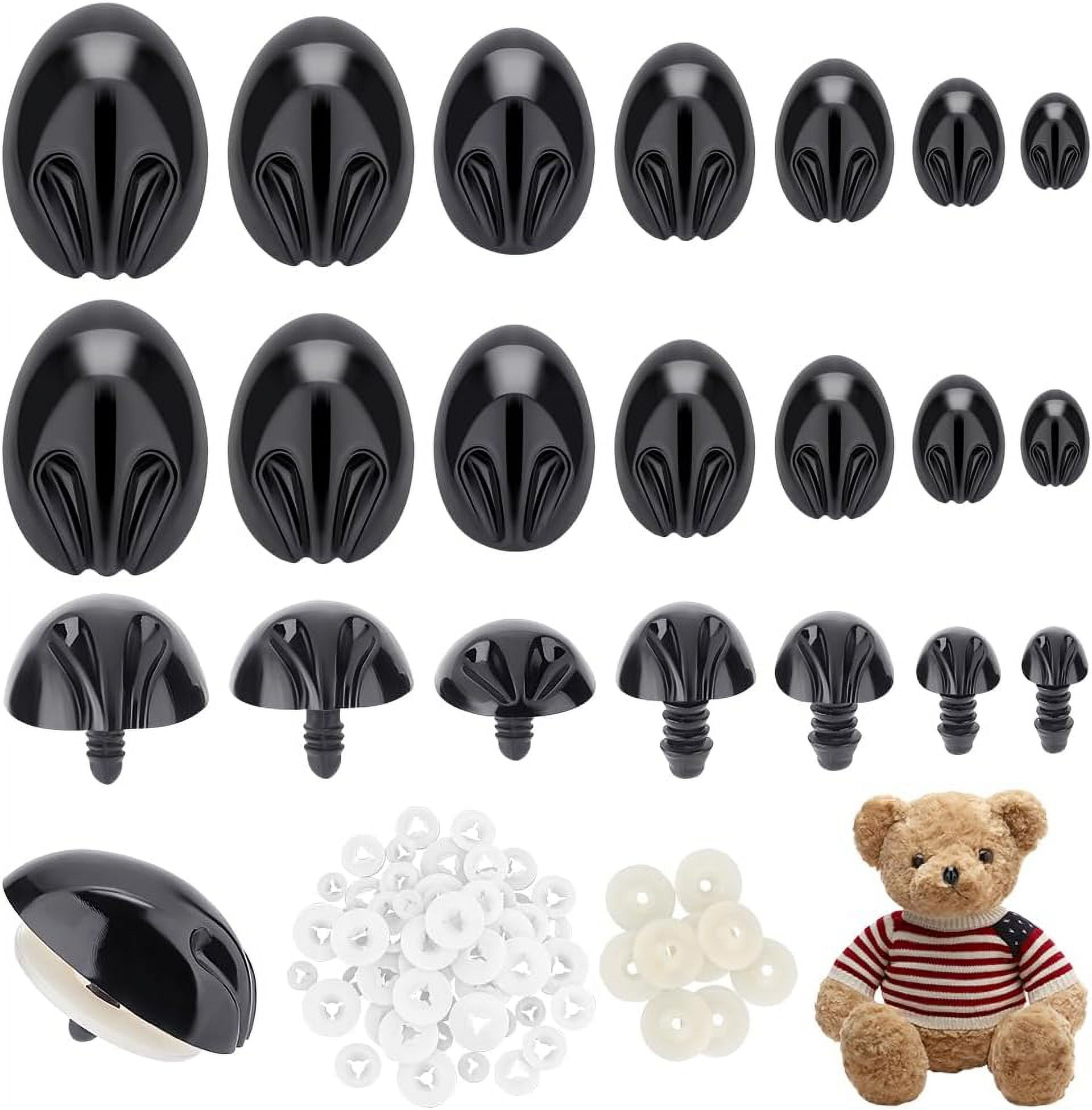 70 Pcs Plastic Safety Noses 7 Sizes Oval Black Plastic Noses Craft Nose ...