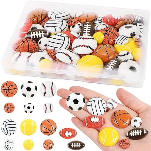 70 Pcs Tiny Resin Sports Ball Flatback Embellishments with Box for DIY ...
