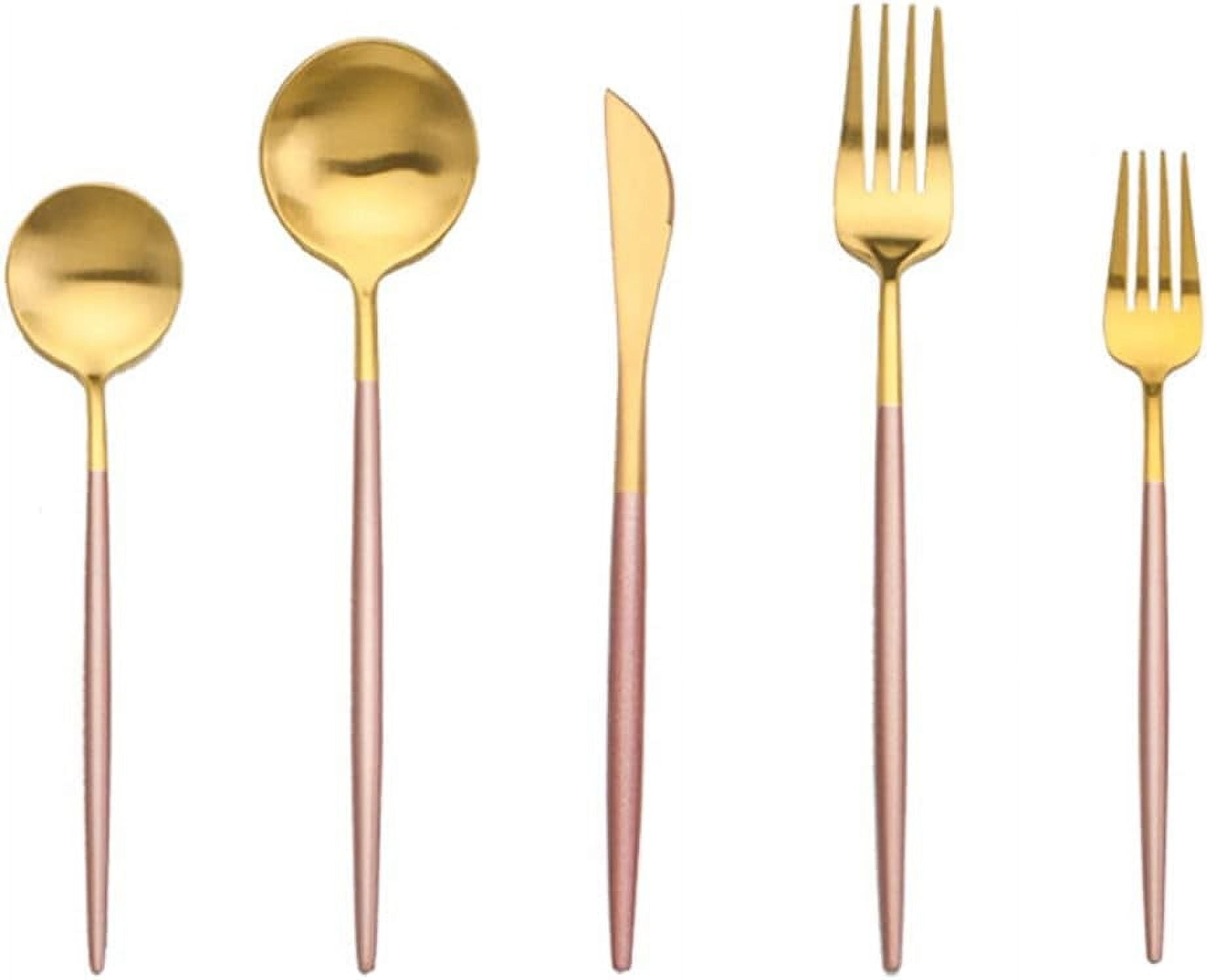 70 Piece Pink Silverware Set for 14 Durable 18/10 Stainless Steel ...