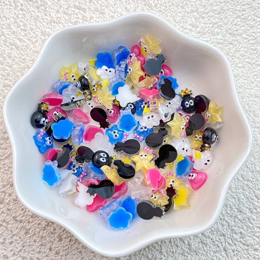 70 Pieces Colorful 3D Cartoon Nail Charms - Mini Resin Decorations for ...