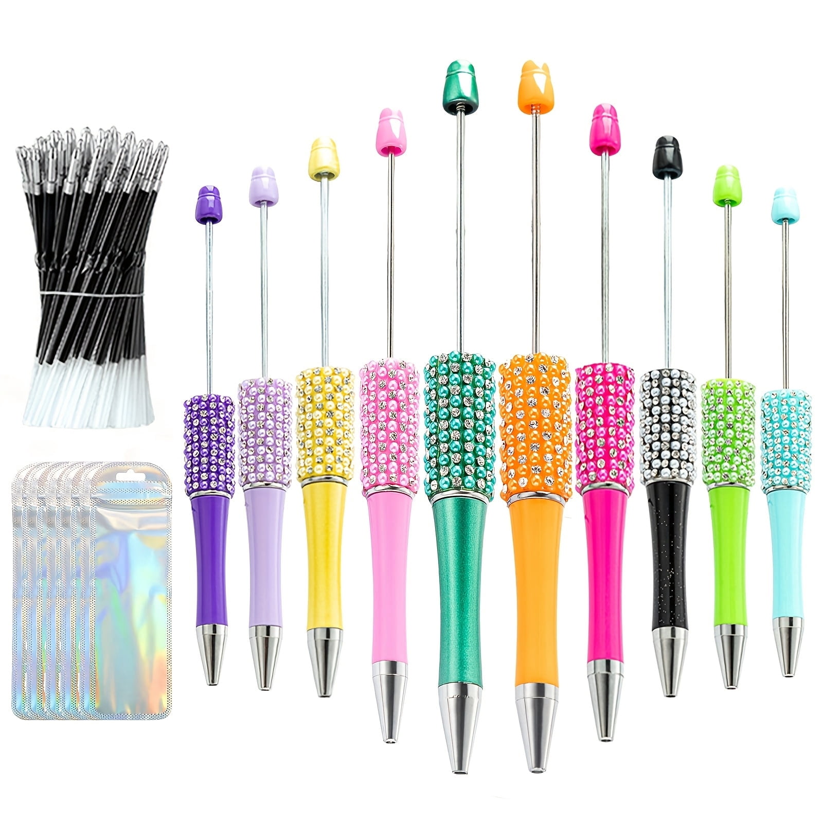 70 Pieces Multicolor Petal Glitter Beadable 50 Pen Refills 10 Pen Bags ...