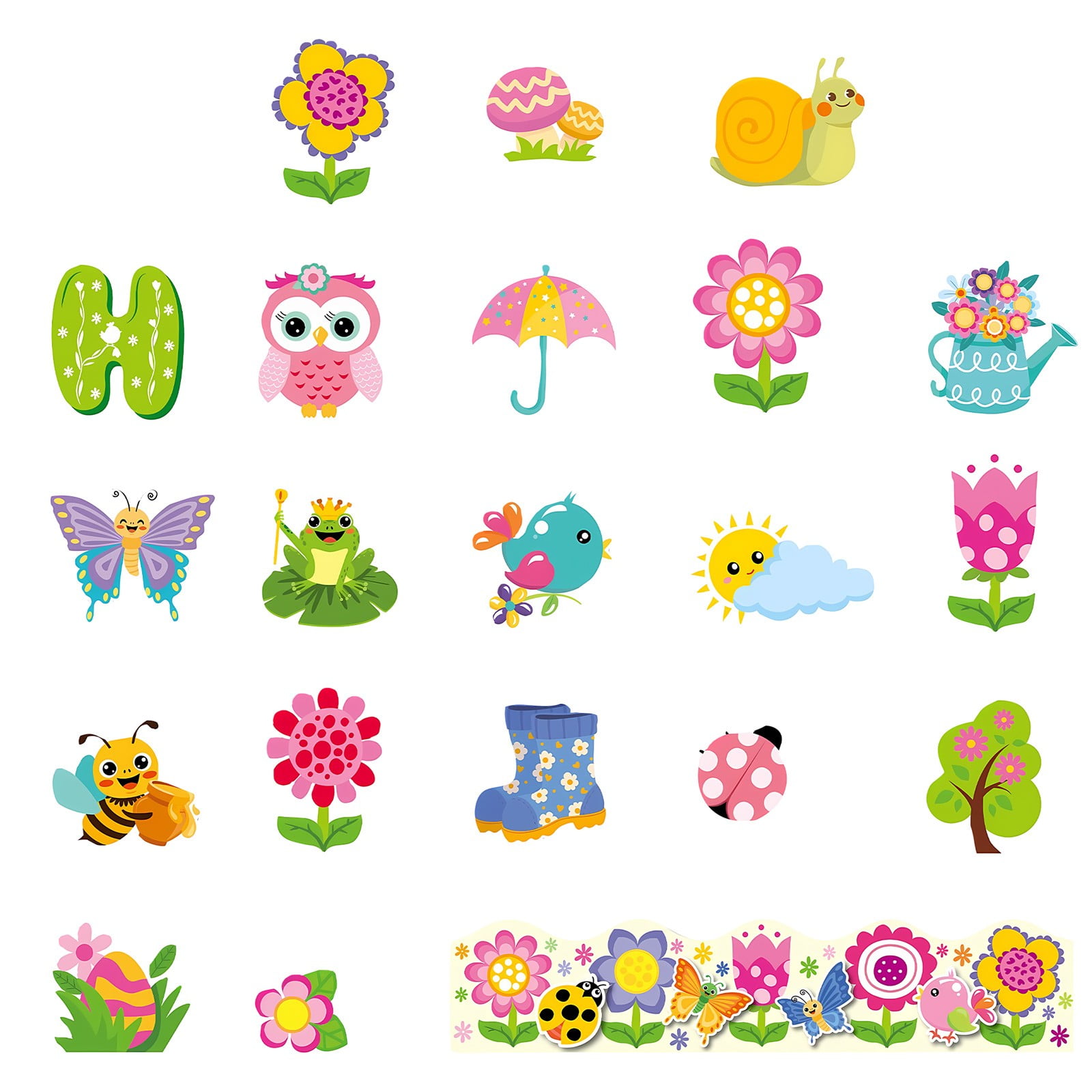 70 Pieces Spring Bulletin Board Cutouts, Colorful Flowers Butterflies ...