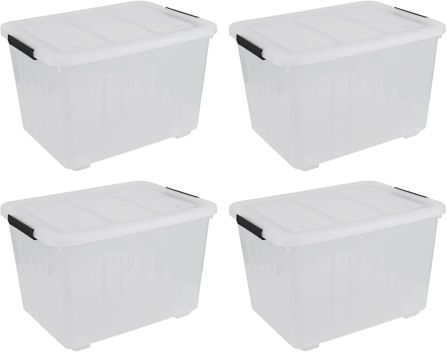 70 Quart Clear Plastic Large Storage Box with Wheels, 4-Pack Plastic ...
