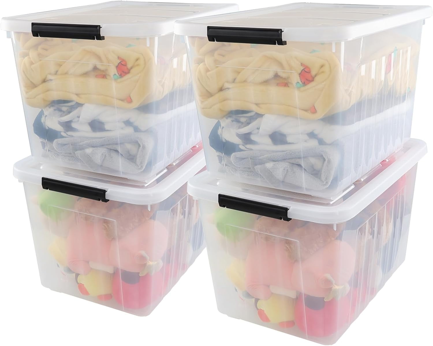 70 Quart Clear Plastic Latching Box, Large Plastic Storage Totes with ...