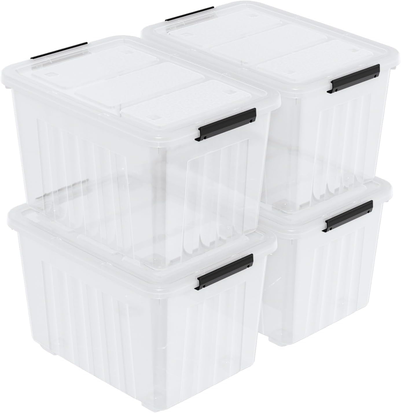 70 Quart Clear Plastic Latching Box, Large Plastic Storage Totes with ...