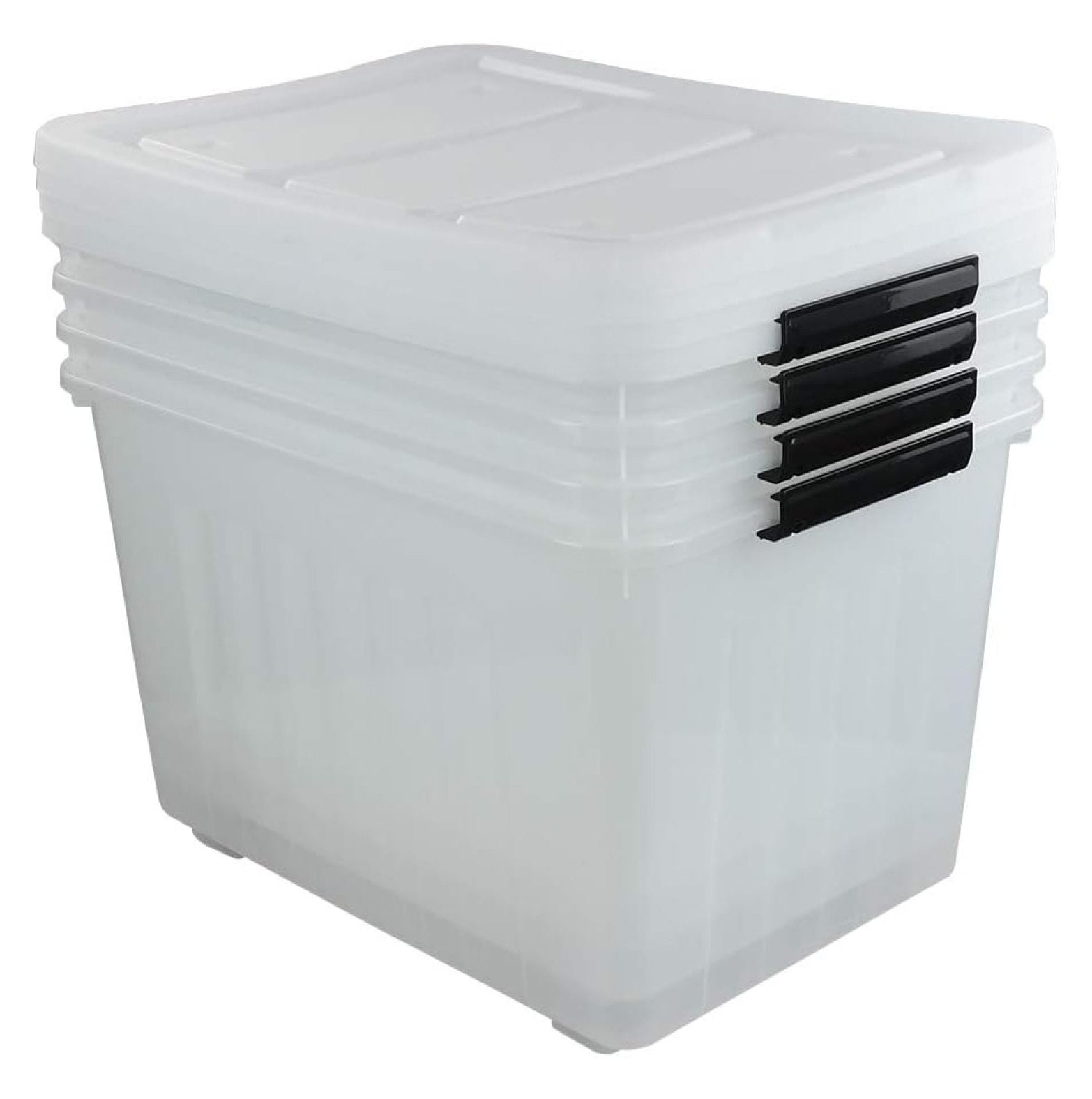 70 Quart Clear Storage Bin with Wheels, Large Plastic Stackable ...