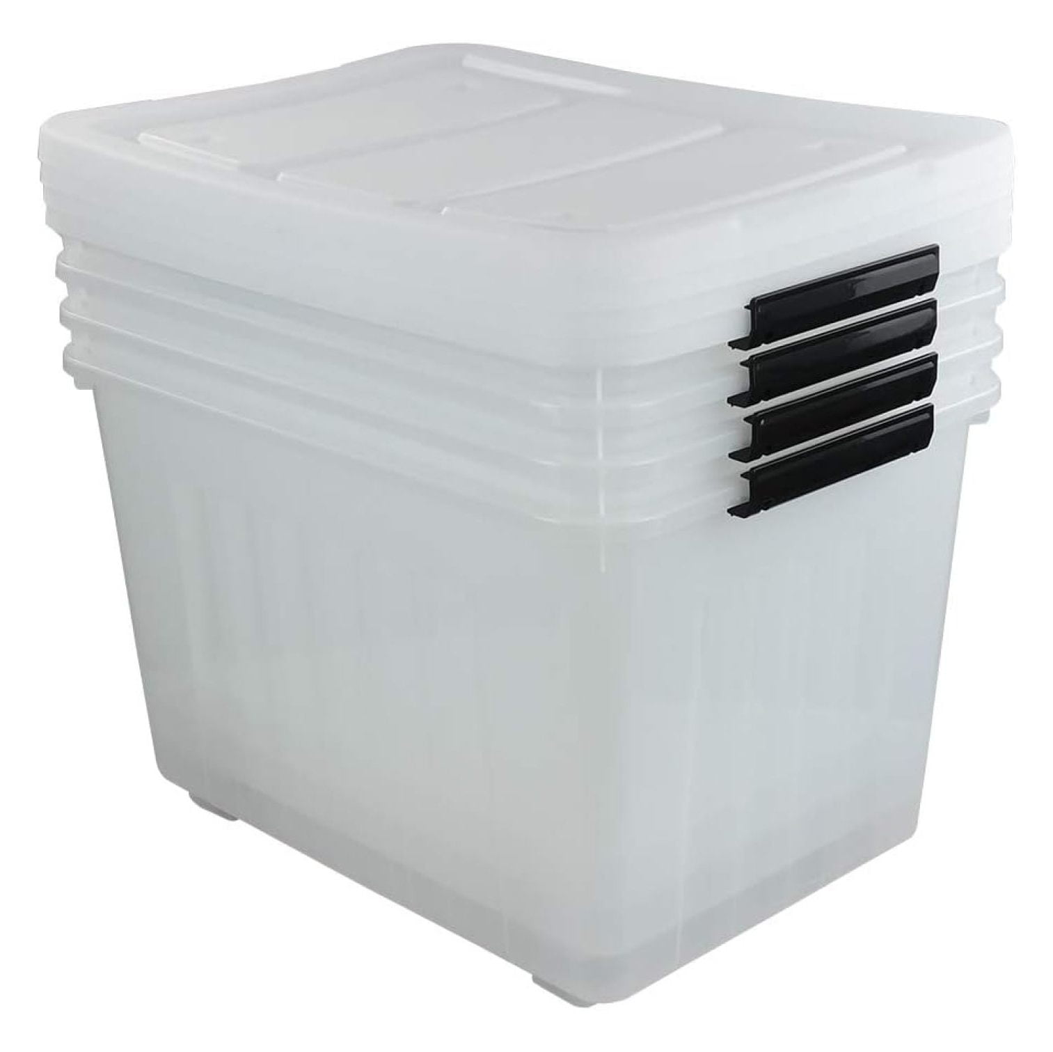 70 Quart Clear Storage Bin with Wheels, Large Plastic Stackable ...