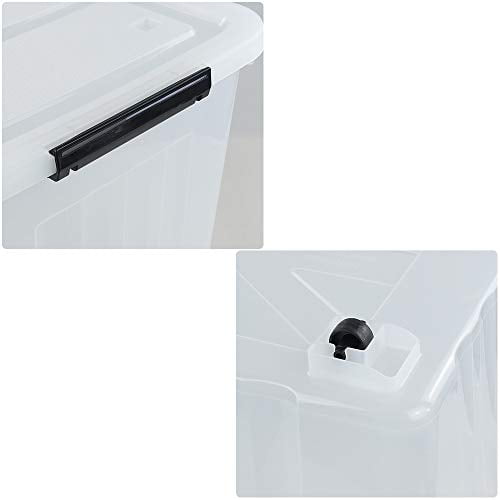 70 Quart Clear Storage Bin with Wheels, Large Plastic Stackable ...