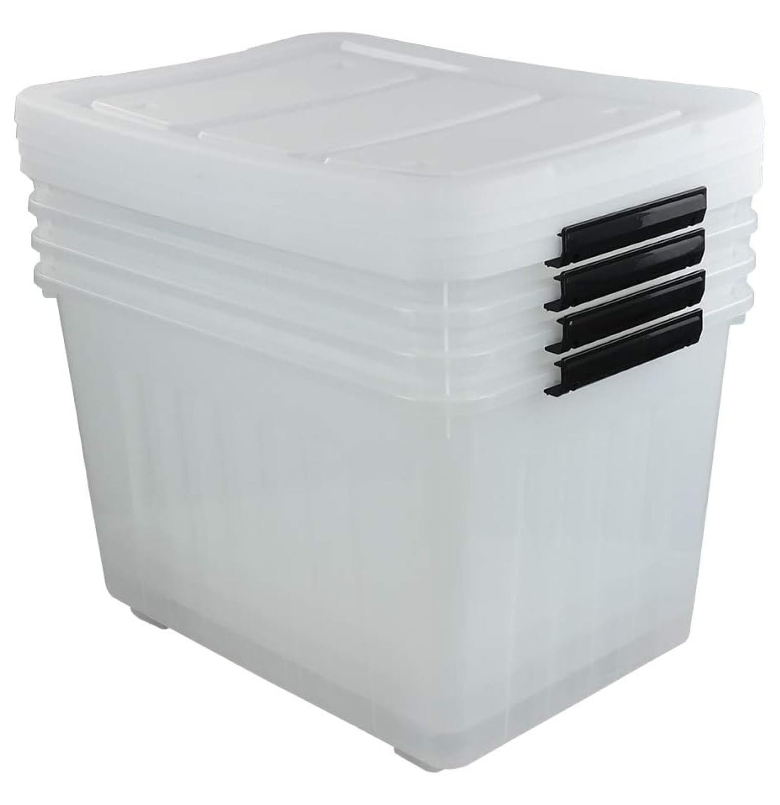 70 Quart Clear Storage Bin with Wheels, Large Plastic Stackable ...
