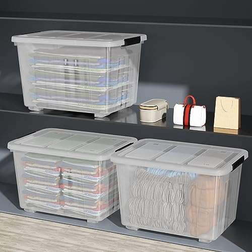70 Quart Large Plastic Storage Box, Clear Latching Bin with Lid and ...