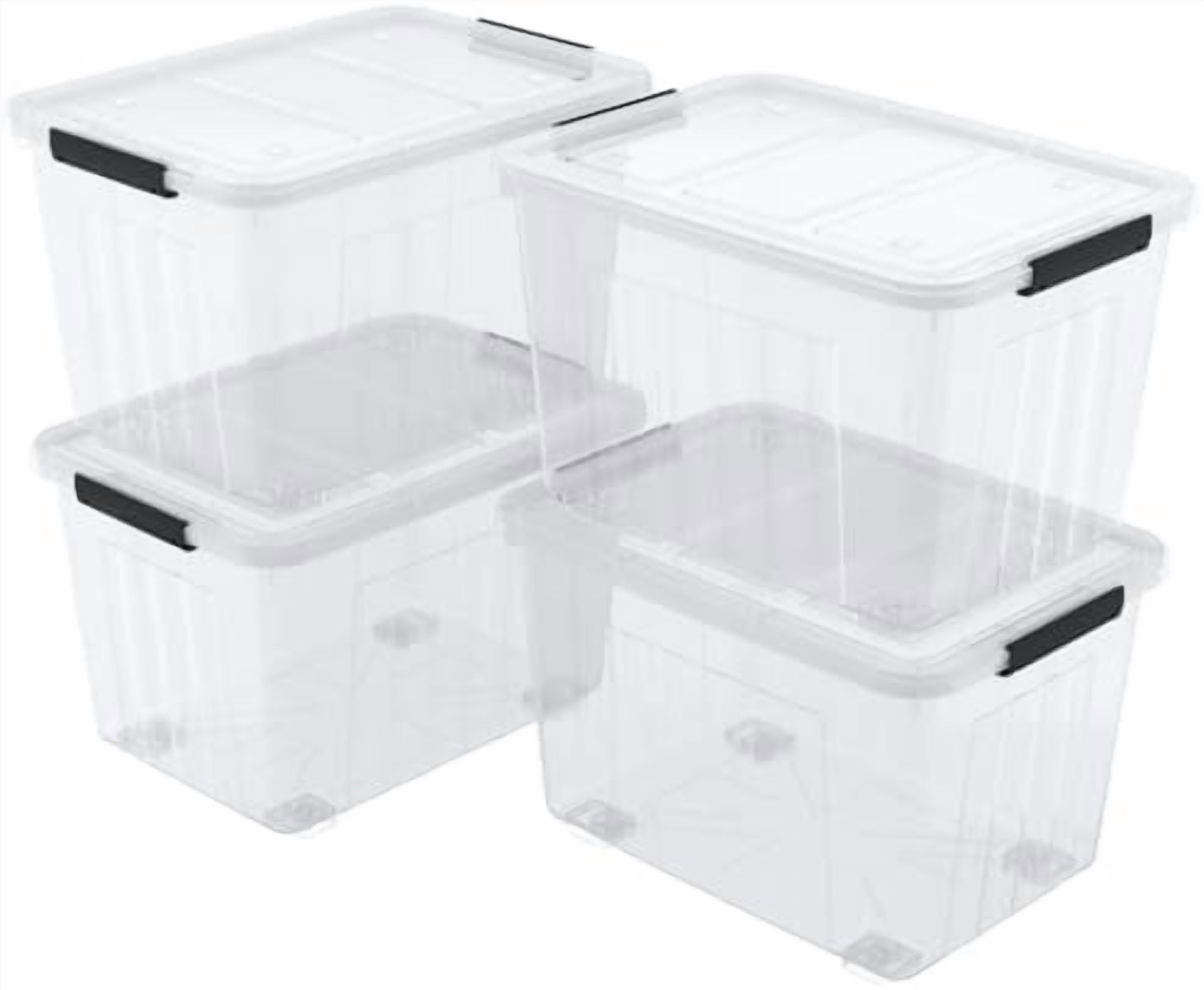 70 Quart Large Storage Bin with Wheels, Clear Plastic Storage Bins with ...