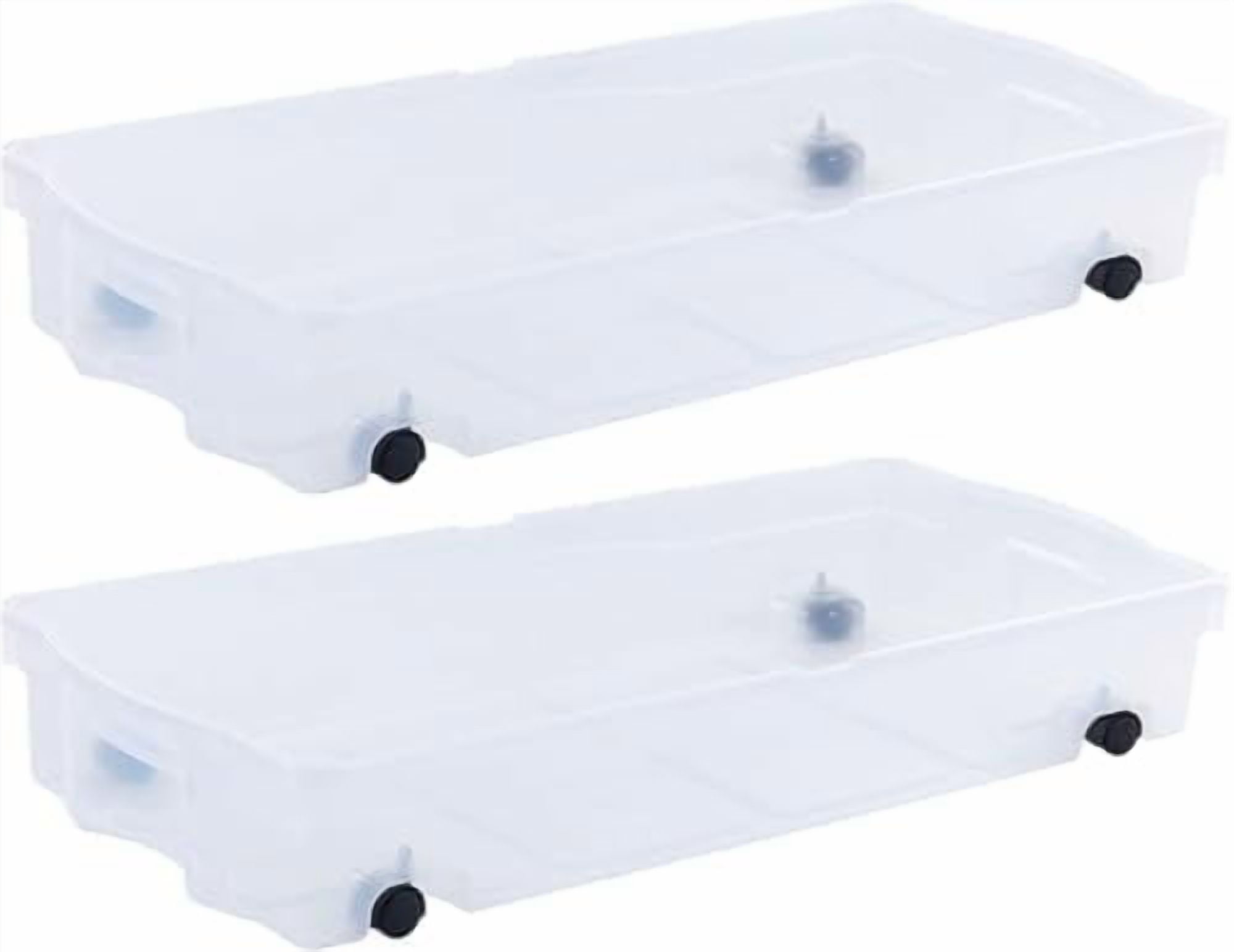 70 Quart Under the Bed Low Profile Storage Boxes with Dual Hinged Lids ...