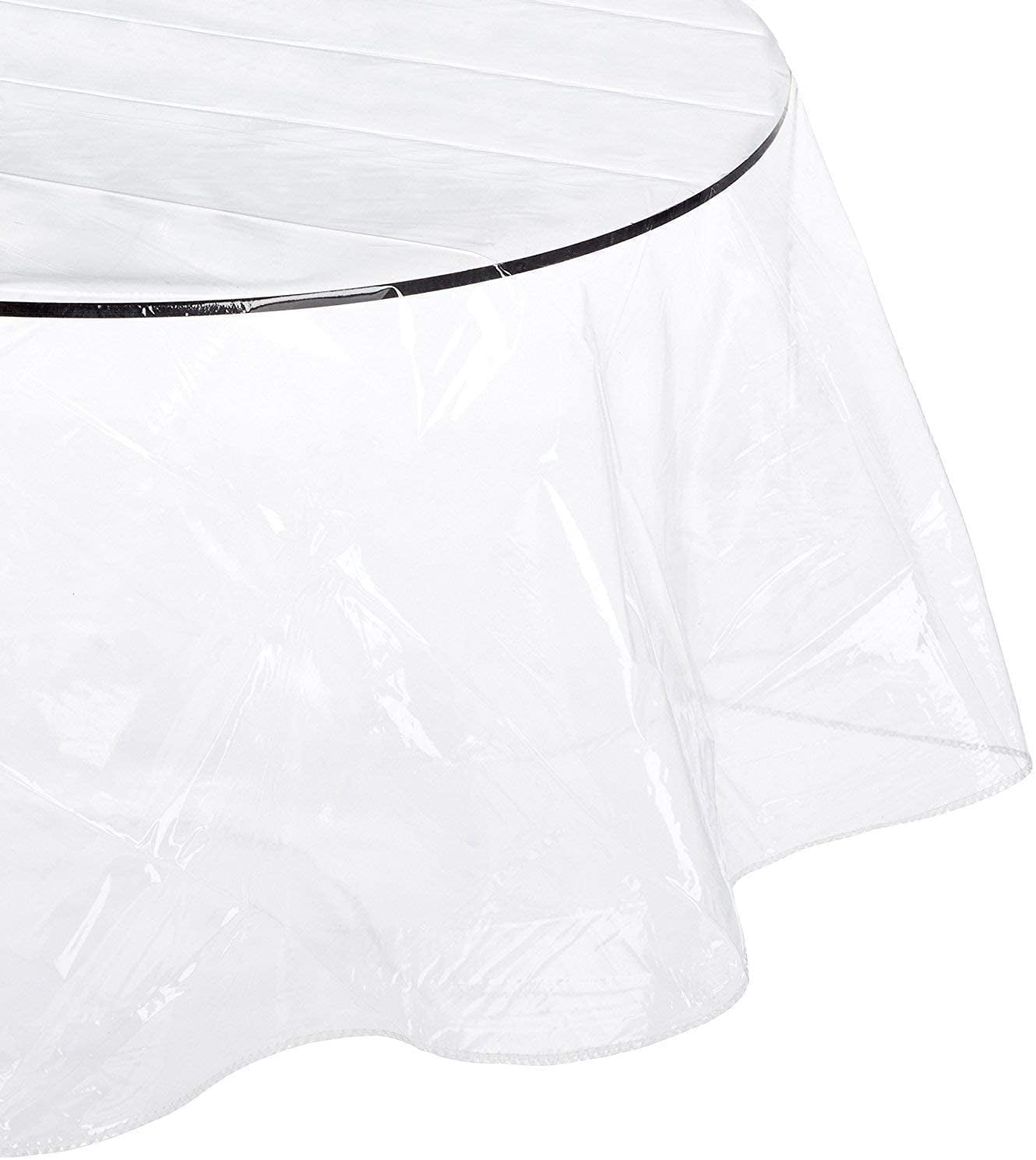 70" Round Waterproof Plastic Table Cover Crystal Clear PVC Table ...
