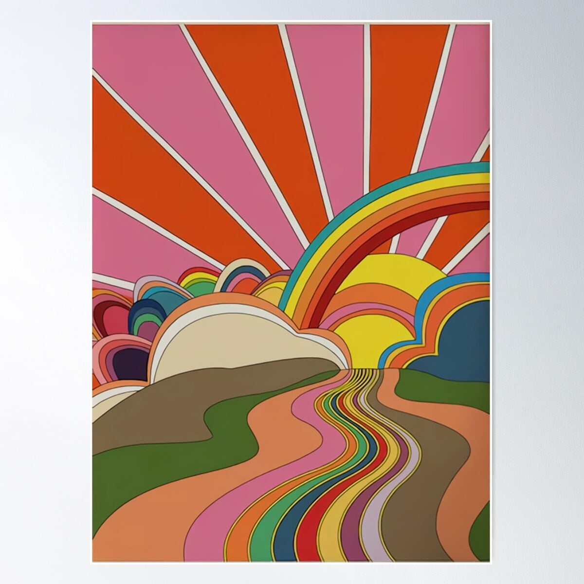 70'S Psychedelic Rainbow & Sunset Trippy Posters Poster Wall Art ...