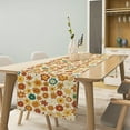70''S Retro Floral Table Runner, Boho Abstract Yellow Orange Flowers ...