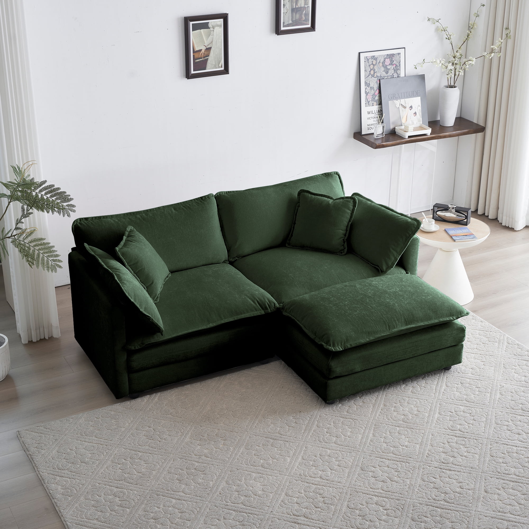 Green l shaped couch store