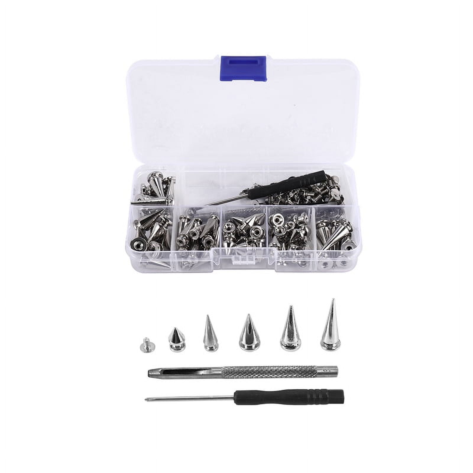 70 Sets Silver Mixed Shape Spikes and Studs Cone Croc Leather Rivet Kit ...