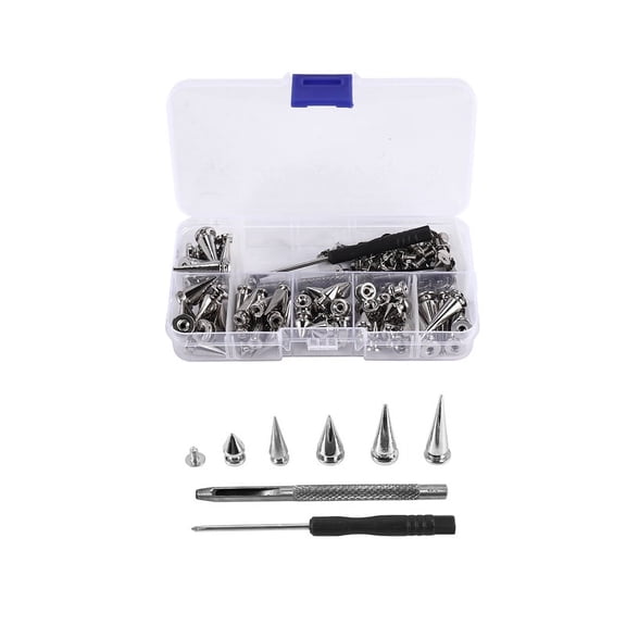 200 Pcs 12mm Silver Studs for Clothing Four-jaw Round Punk Spikes ...