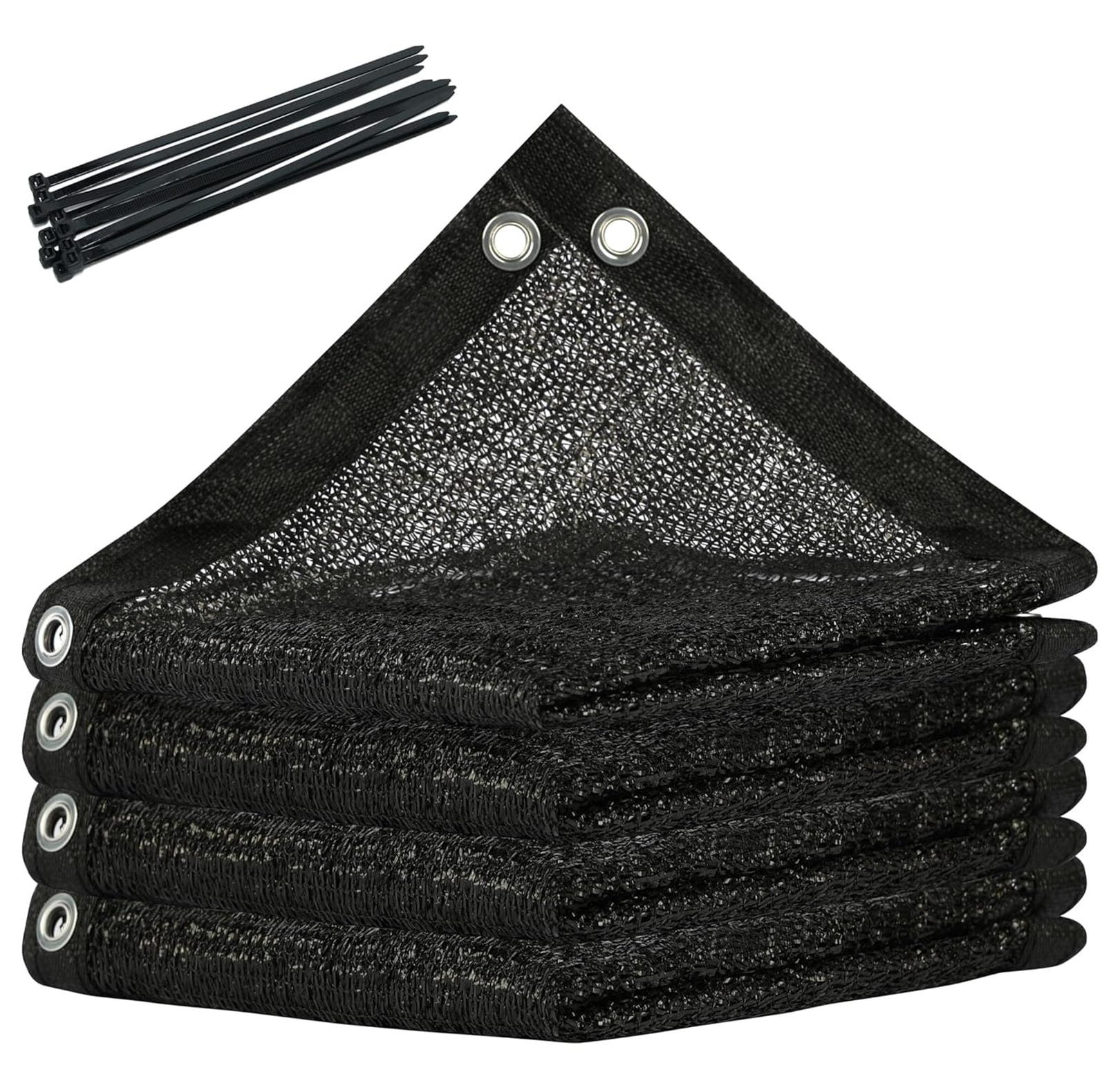 70% Shade Fabric 12FT x 24FT Black Sun Shade Cloth, Privacy Screen with ...