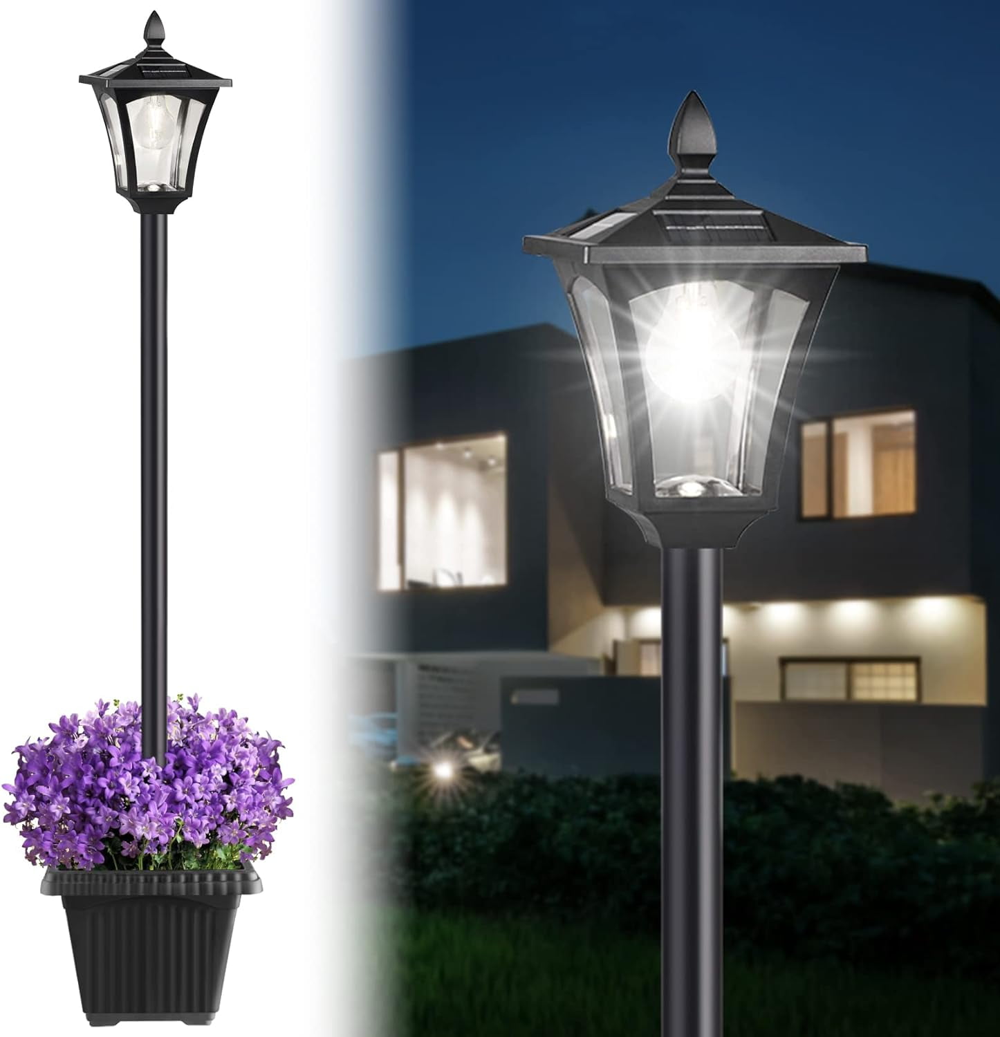 70" Solar Lamp Post Light, Solar Light Post Outdoor Waterproof with ...