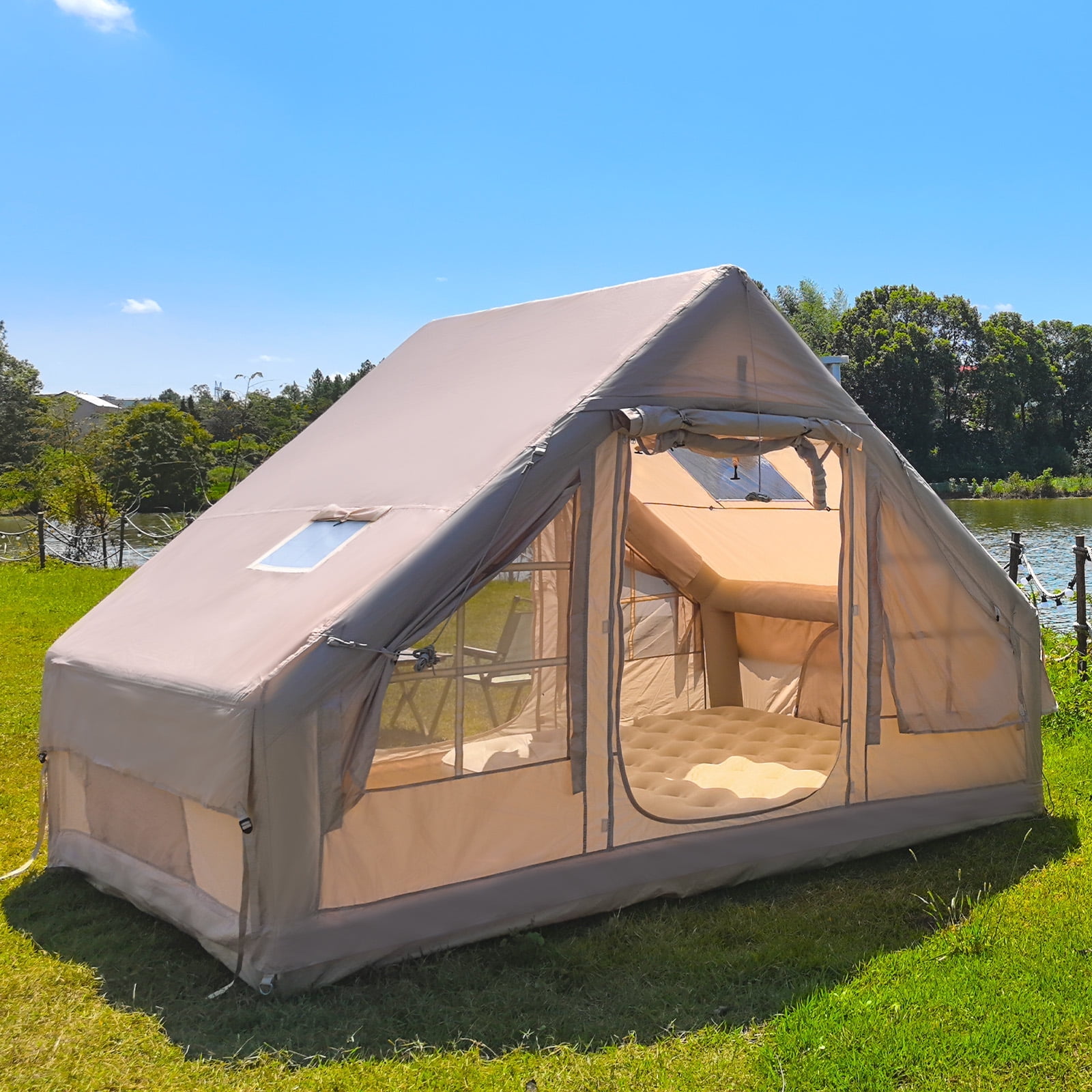 4-6 People for Camping Inflatable Tent, Glamping Tent with Stove Jack ...