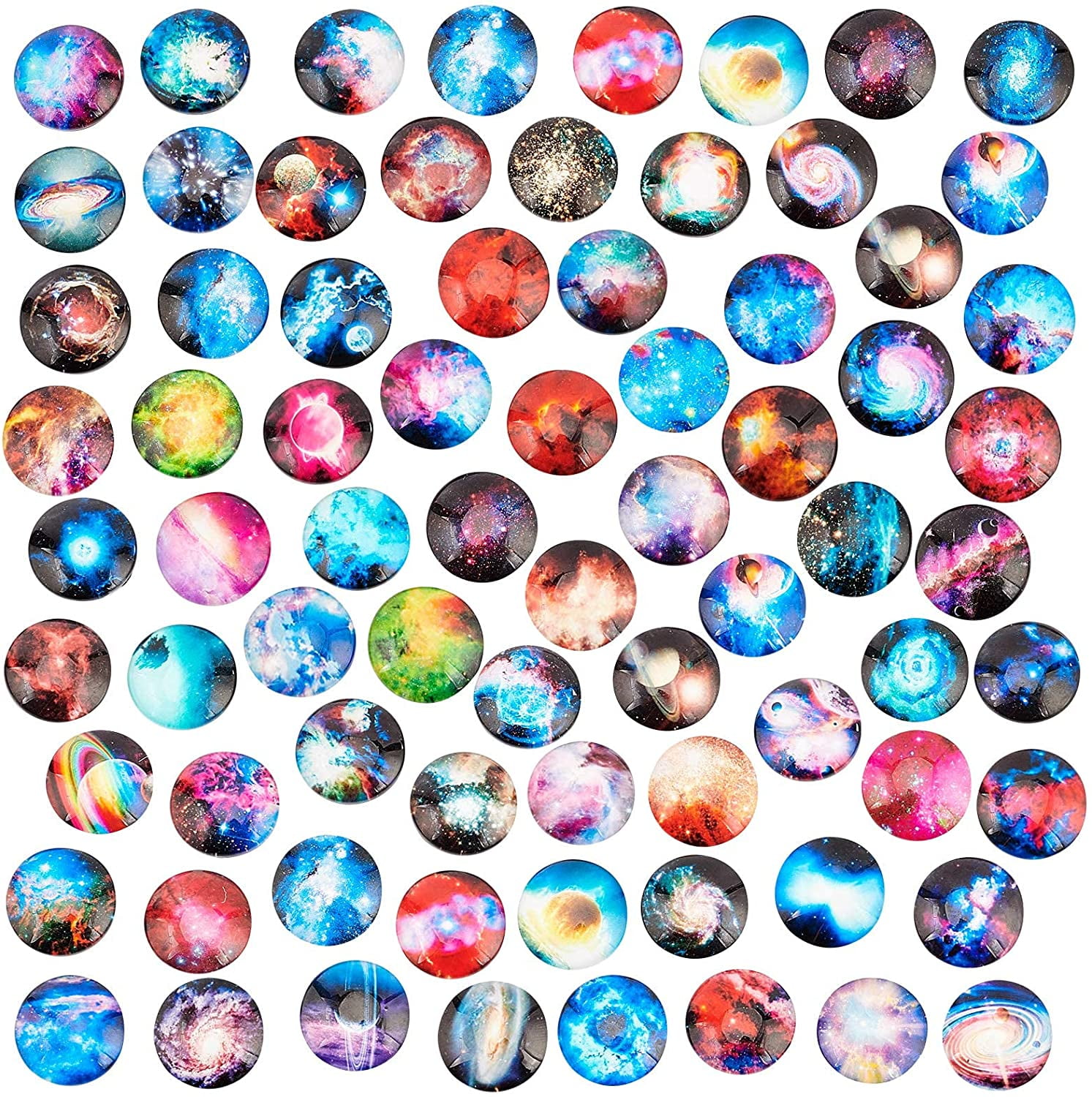 70 Style Self-Adhesive Nebula Glass Cabochons 25mm Starry Sky Glass ...