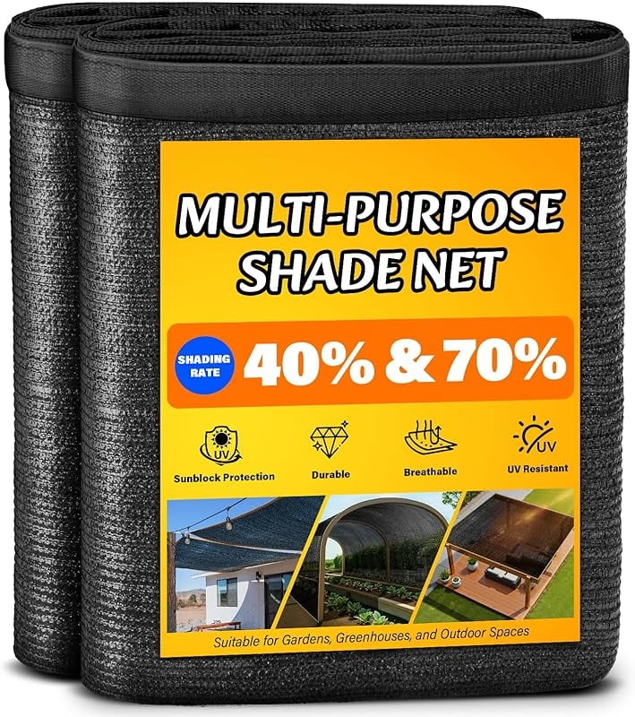 70% Sun Shade Cloth, 10x20FT Shade Net Mesh Tarp with Grommets, Black ...