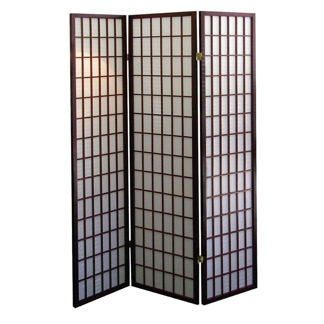 70" Tall 3-Panel Screen / Room Divider, Japanese Style with Cherry ...
