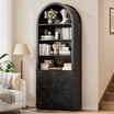 Frhnenha, Tall Arched Bookshelf, 81" H with 2 Doors, Walnut - Walmart.com