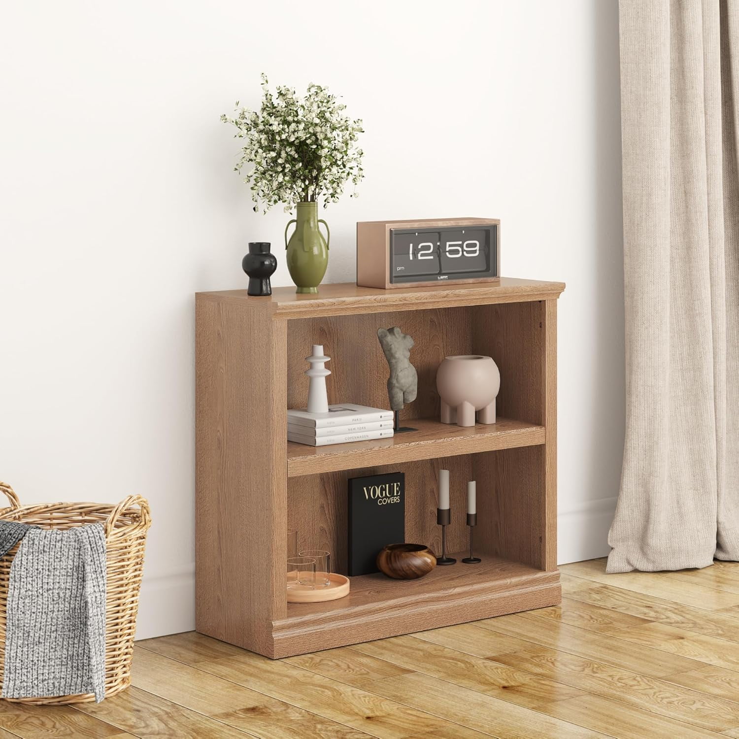 70 in Tall Bookcase White Bookshelf Open Storage 5-Tier Shelves 33 inch ...