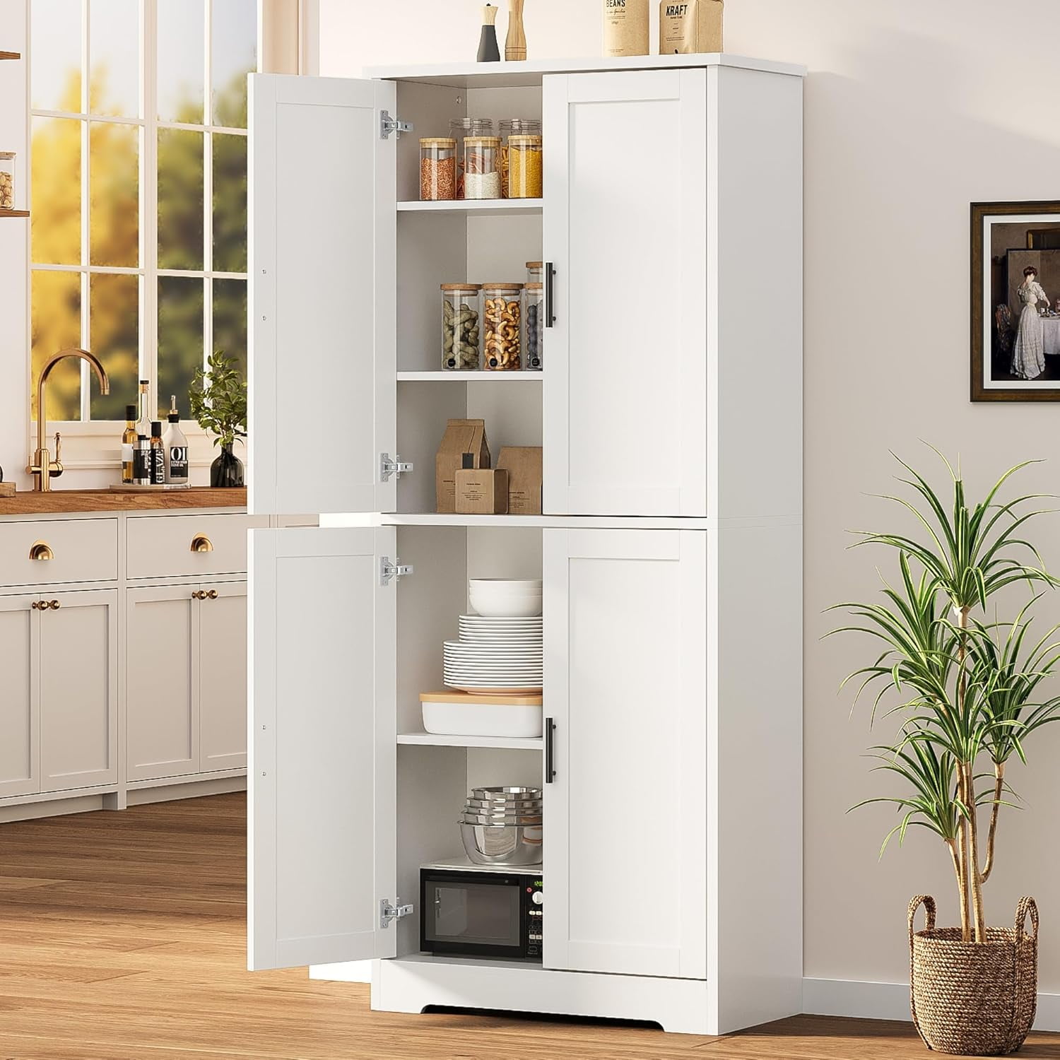 70" Tall Pantry Cabinet,Kitchen Pantry Storage Cabinets with 4 Doors ...