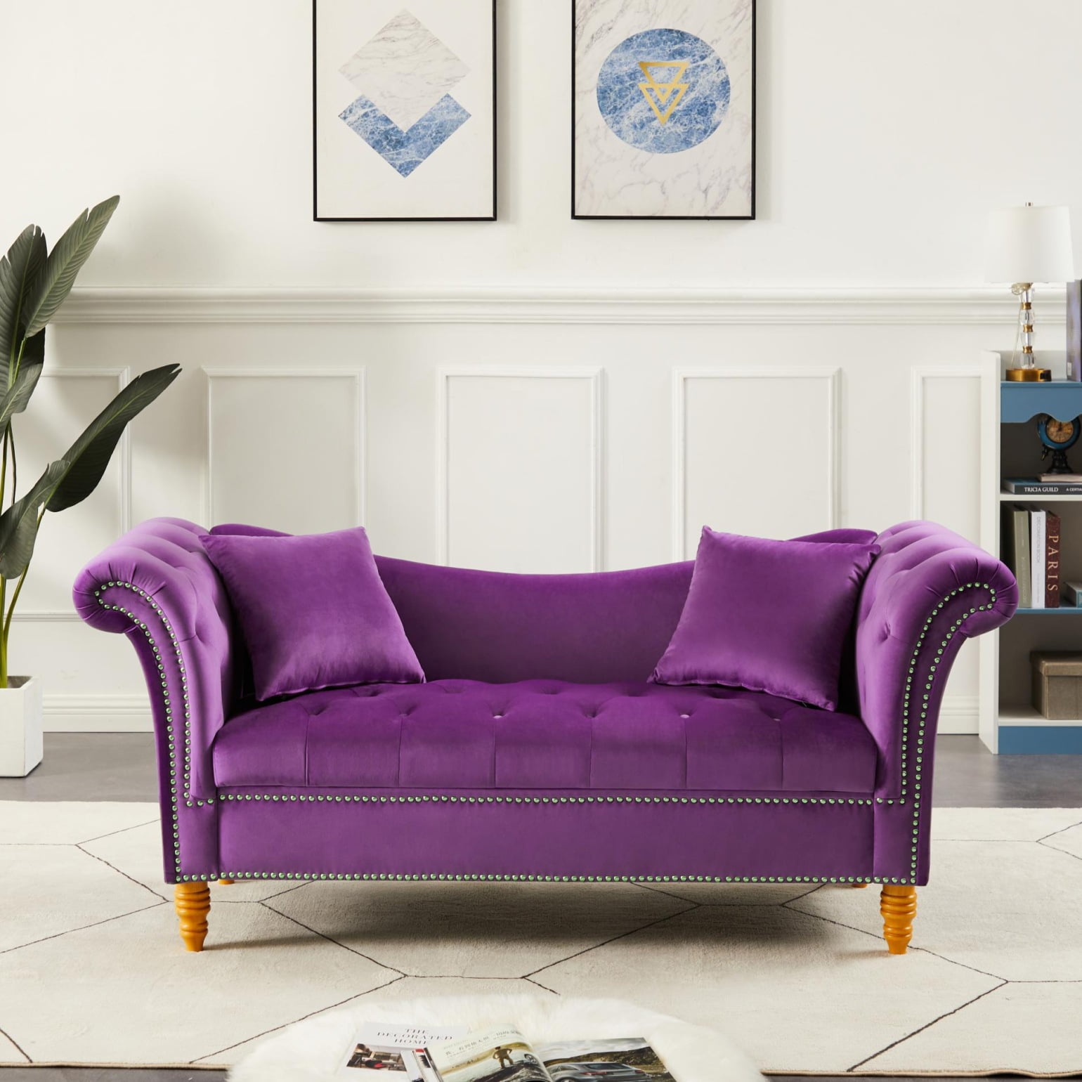 70 Velvet Sofa with Hidden Storage Modern Sofa Stool with 2 Pillows Loveseat Sofa Couch with Nailhead Trim and Tufted Buttons Storage Couch Bedside Entryway Bench for Living Room Purple Walmart