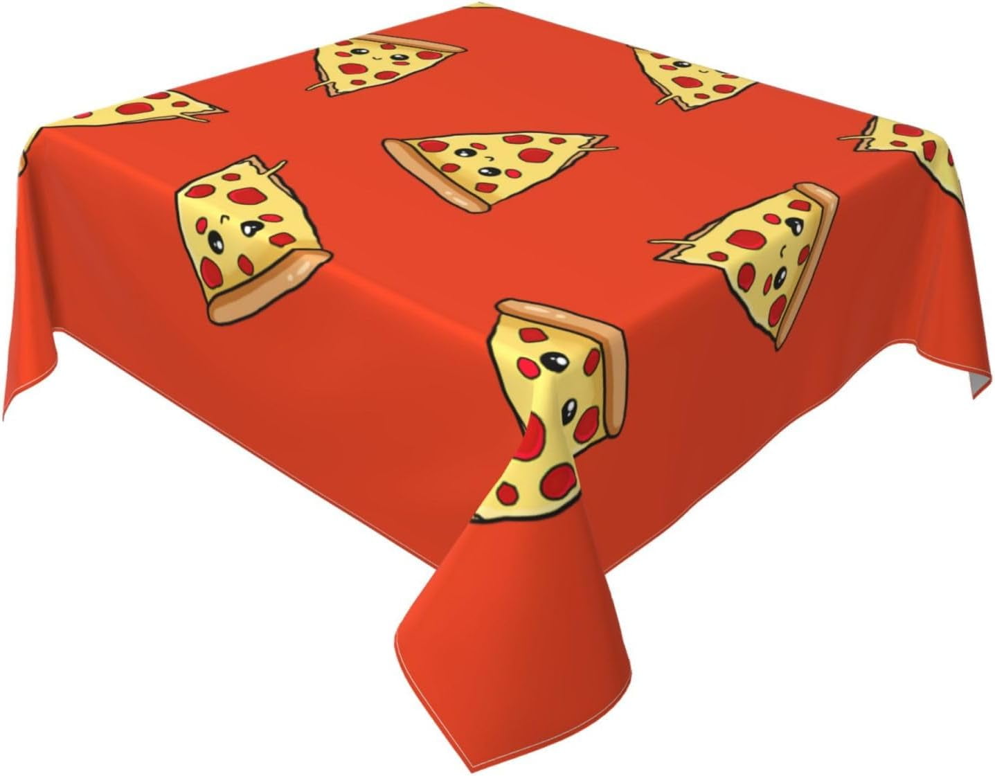 70"X70"Cute Cartoon Pizza Square Tablecloth Reusable Indoor and Outdoor ...