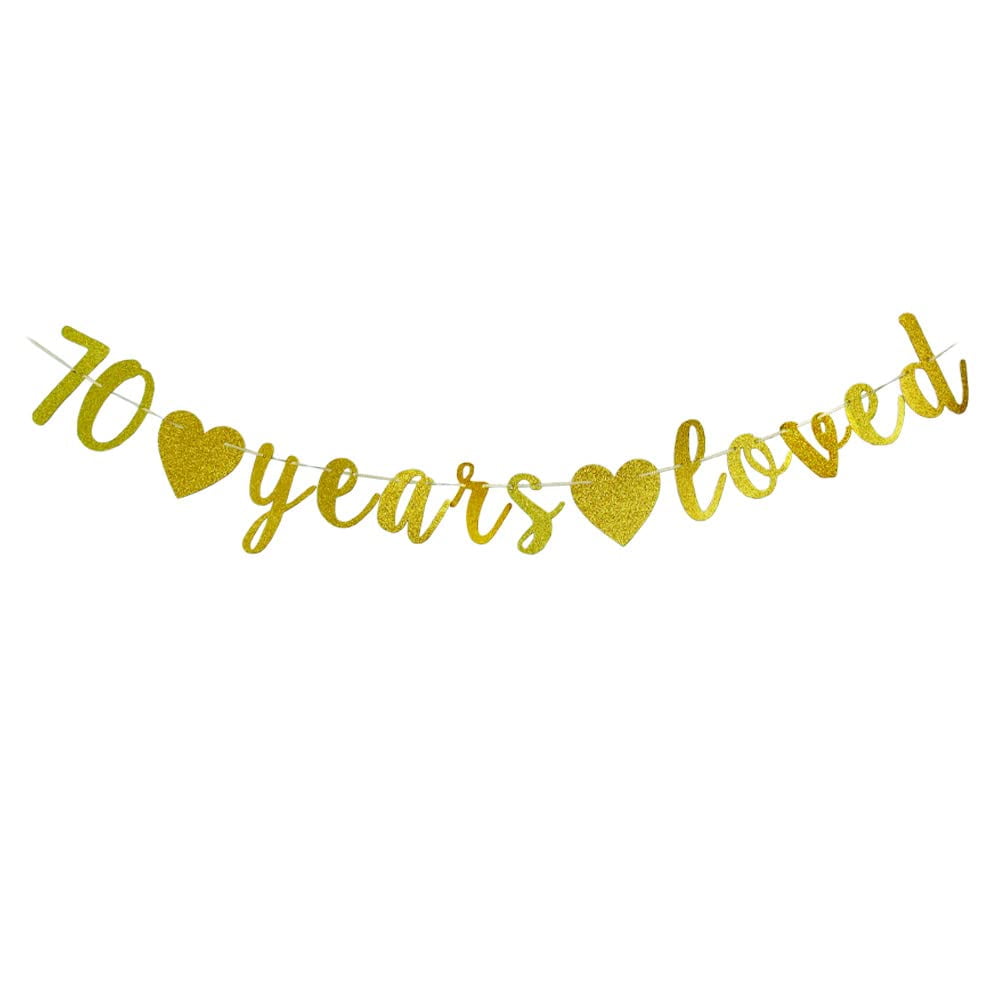 70 Years Loved banner Happy 70th Birthday Party Sign,70Th Anniversary ...