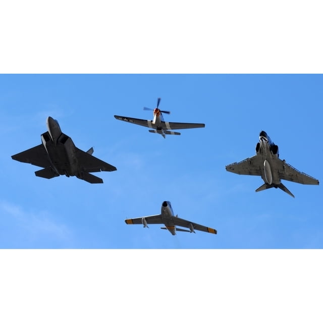 70 Years Of Air Force Fighters Fly In Formation. From Left Clockwise F ...